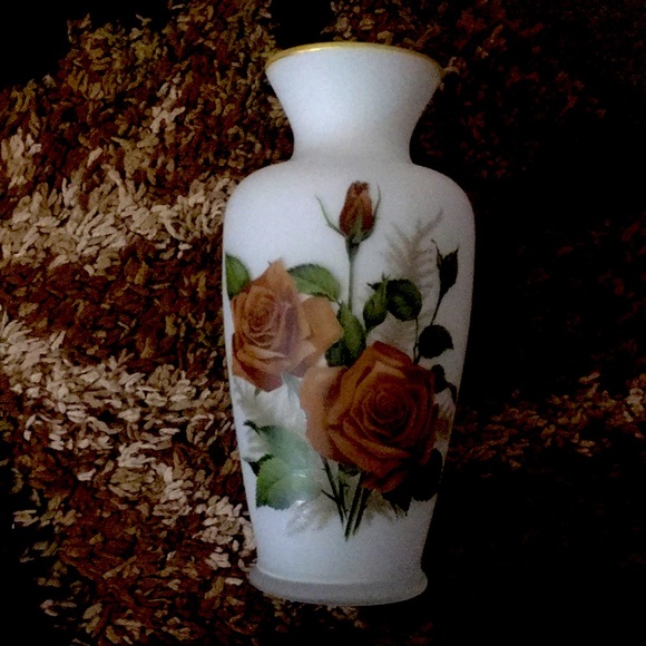 Enesco | Accents | Vintage Enesco Mauve Rose Frosted Satin Vase Gold ...